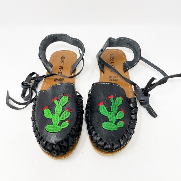Miss L Fire | Shoes | Miss L Fire Cactus Embroidered Lace Up Tie ...
